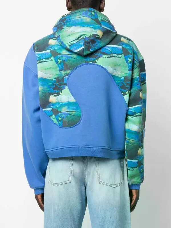 ERL Abstract Print Panelled Hoodie