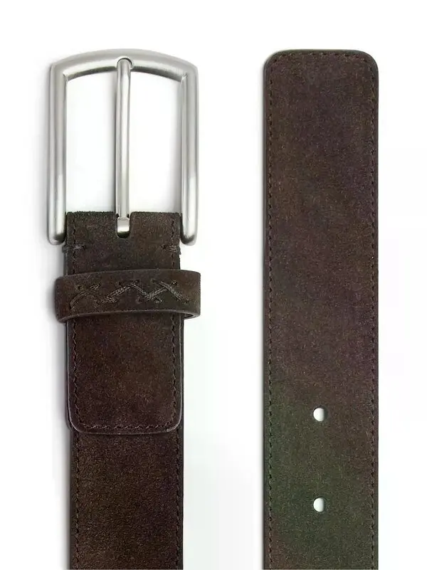 Zegna Suede Buckle Belt - Brown