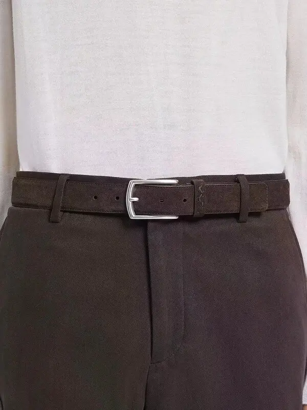 Zegna Suede Buckle Belt - Brown