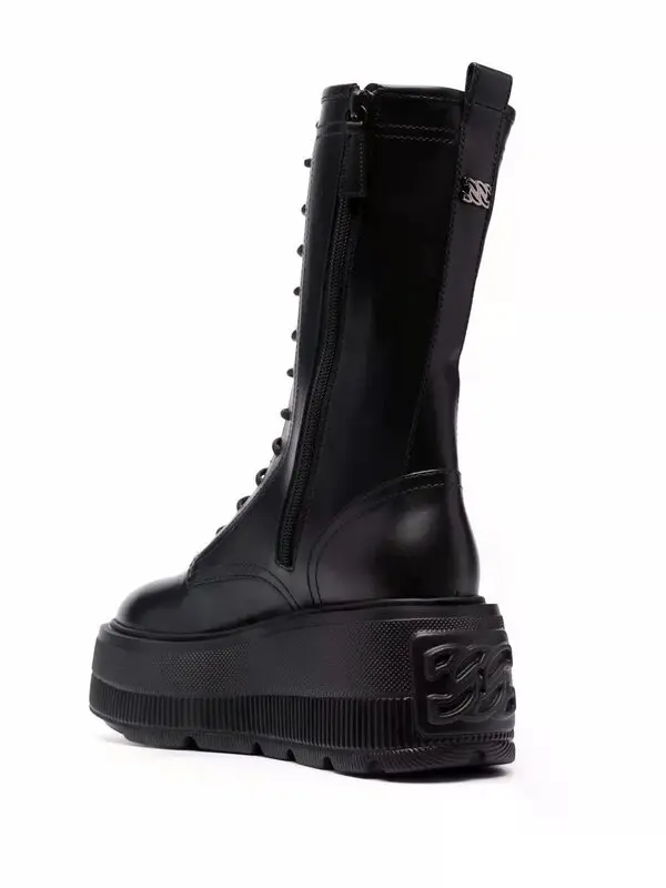 Casadei Calf Leather Lace-up Platform Boots