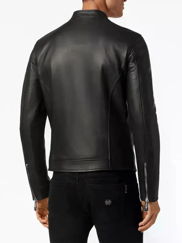 Philipp Plein Logo-patch Leather Jacket