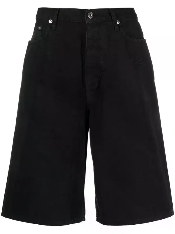 Off-White Logo-patch Wide-leg Denim Shorts