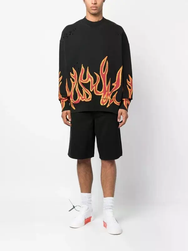 Off-White Logo-patch Wide-leg Denim Shorts