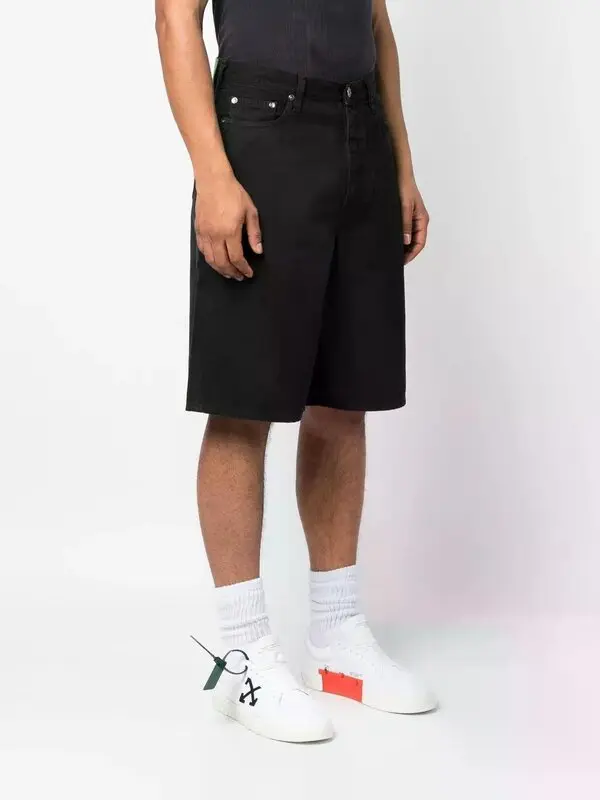 Off-White Logo-patch Wide-leg Denim Shorts