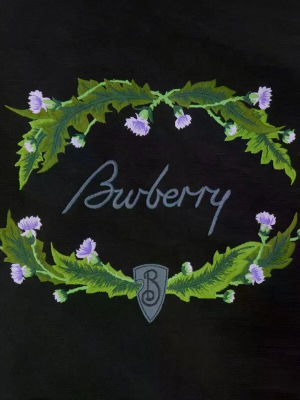 Burberry Embroidered Floral Logo Zip Hoodie