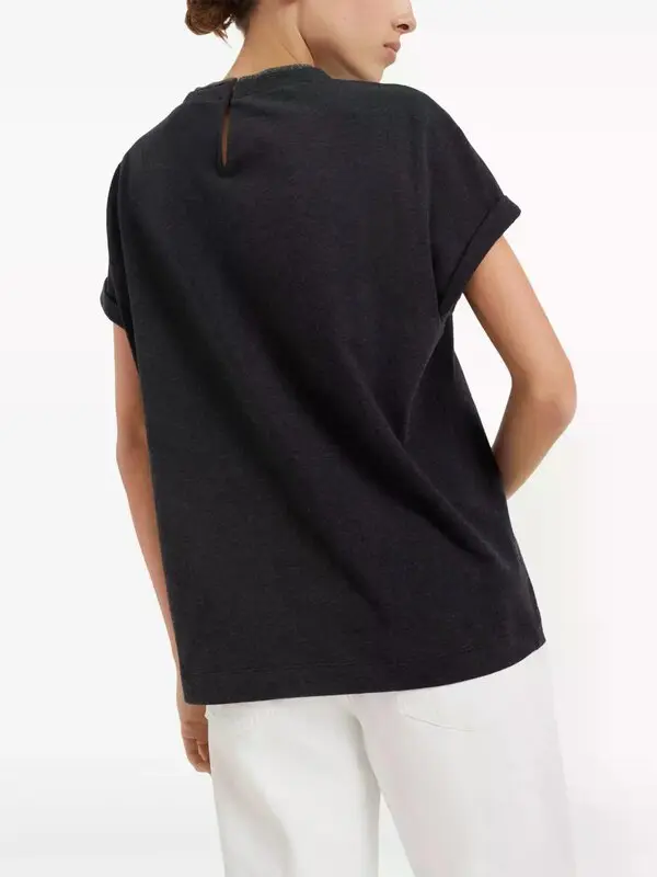 Brunello Cucinelli Keyhole Detail T-shirt - Grey