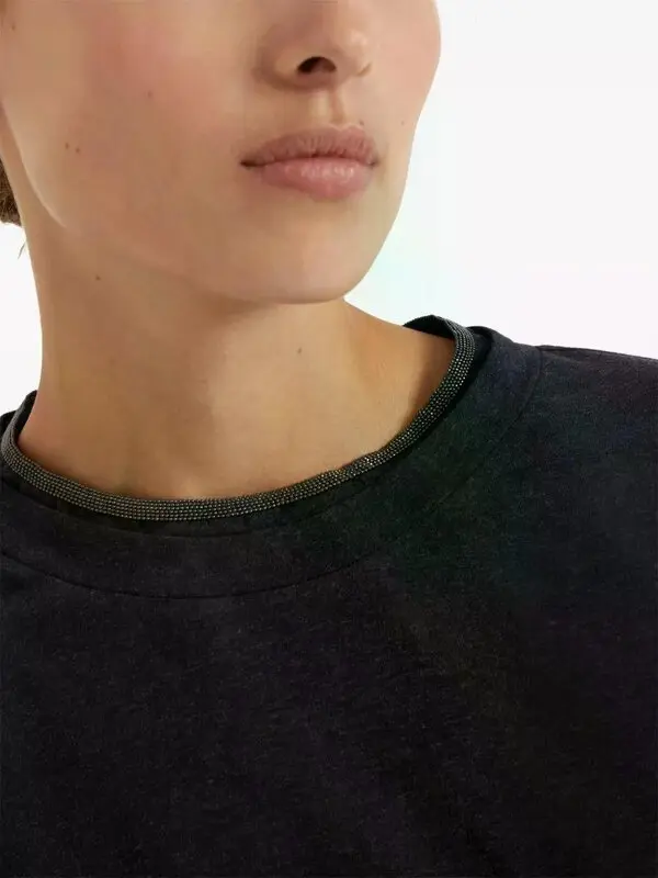 Brunello Cucinelli Keyhole Detail T-shirt - Grey