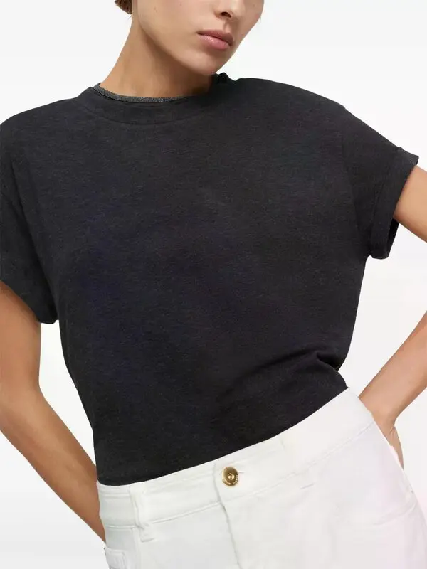 Brunello Cucinelli Keyhole Detail T-shirt - Grey