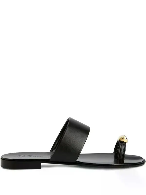 GIUSEPPE ZANOTTI Norbert Leather Toe-loop Sandals - Black