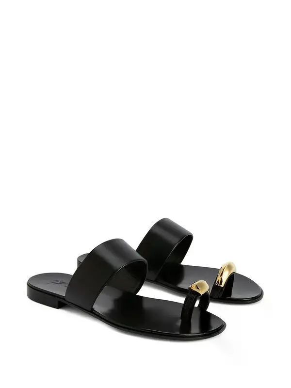 GIUSEPPE ZANOTTI Norbert Leather Toe-loop Sandals - Black