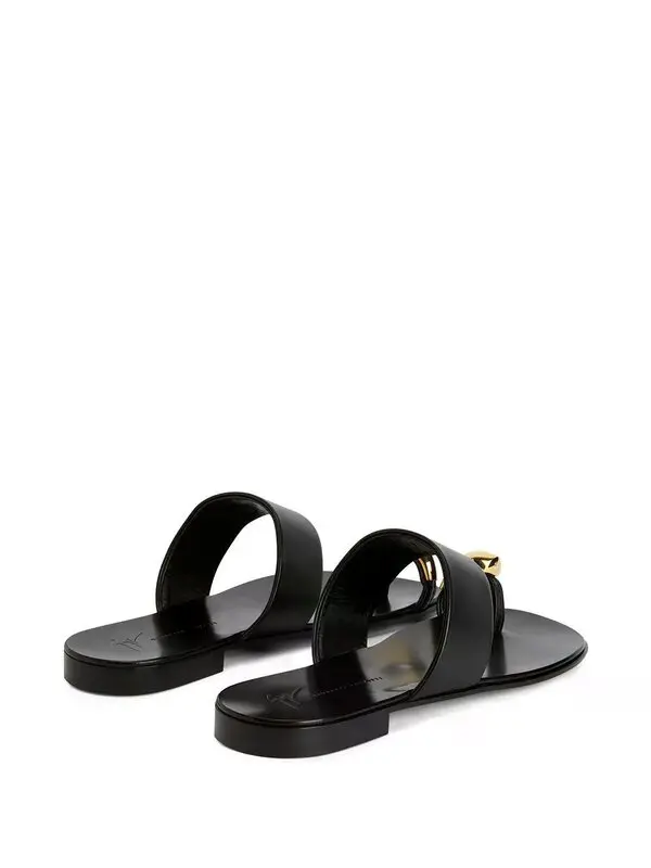 GIUSEPPE ZANOTTI Norbert Leather Toe-loop Sandals - Black