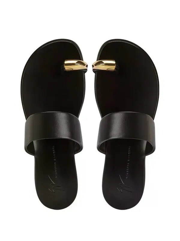 GIUSEPPE ZANOTTI Norbert Leather Toe-loop Sandals - Black