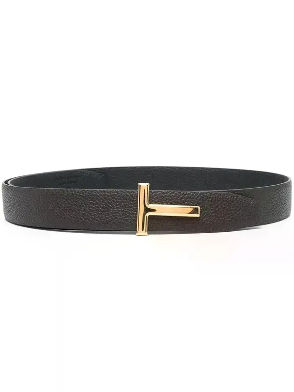 TOM FORD T-plaque Leather Belt - Brown