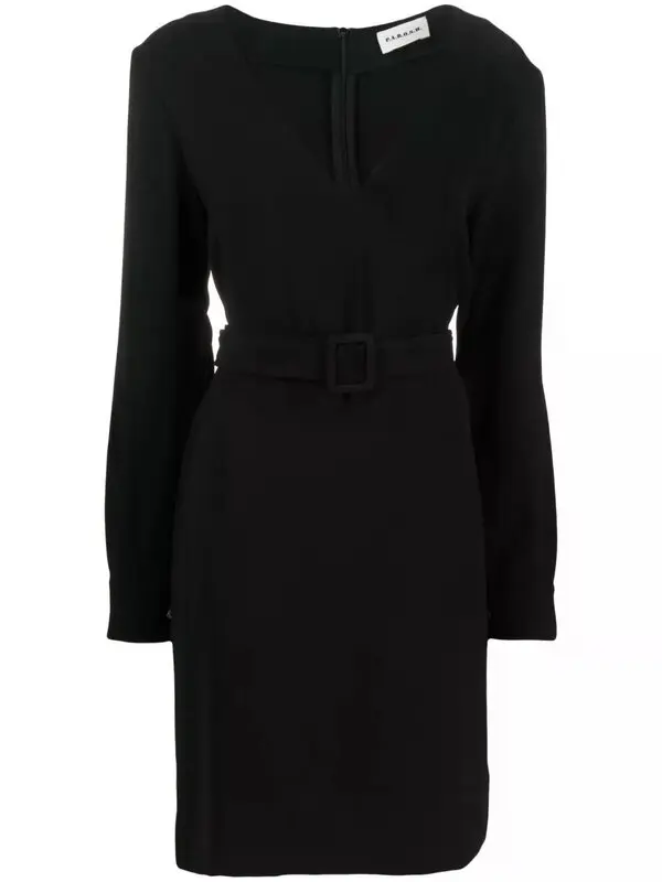 P.a.r.o.s.h Belted V-neck Mini Dress - Black