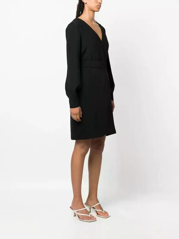 P.a.r.o.s.h Belted V-neck Mini Dress - Black