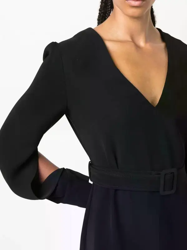 P.a.r.o.s.h Belted V-neck Mini Dress - Black