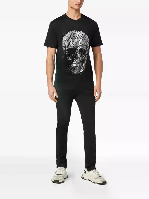 Philipp Plein Skull Coursive-embellished T-shirt