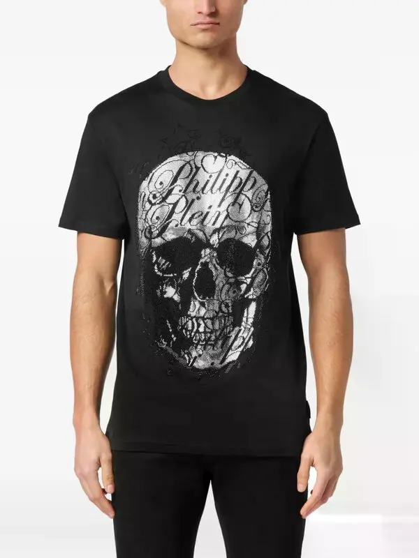 Philipp Plein Skull Coursive-embellished T-shirt