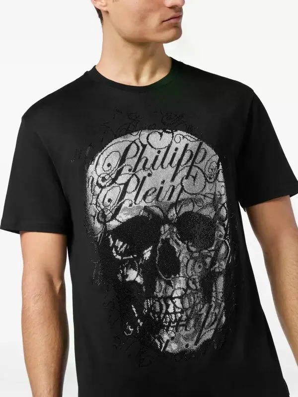 Philipp Plein Skull Coursive-embellished T-shirt