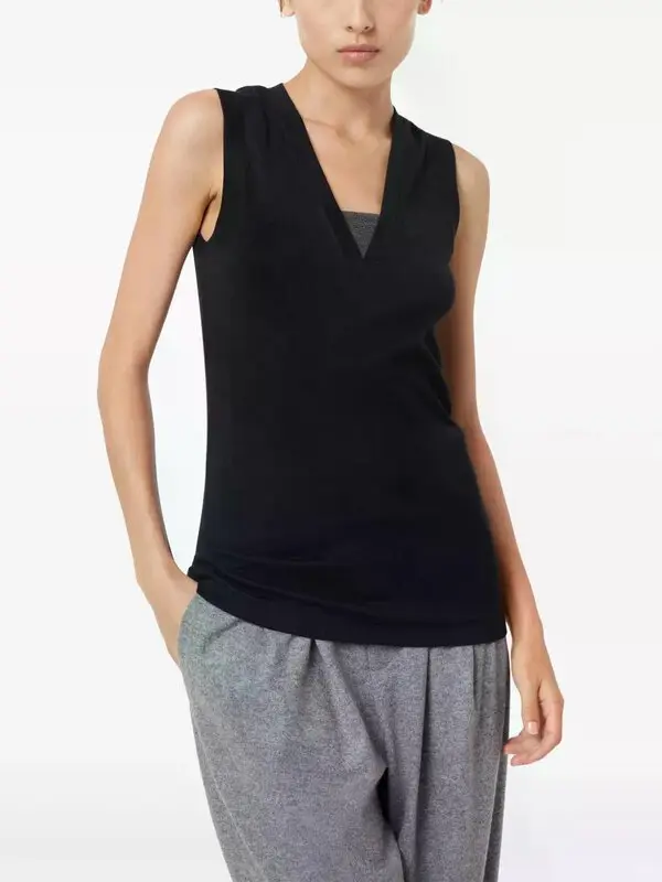 Brunello Cucinelli Monili Chain-embellished V-neck Tank Top - Black