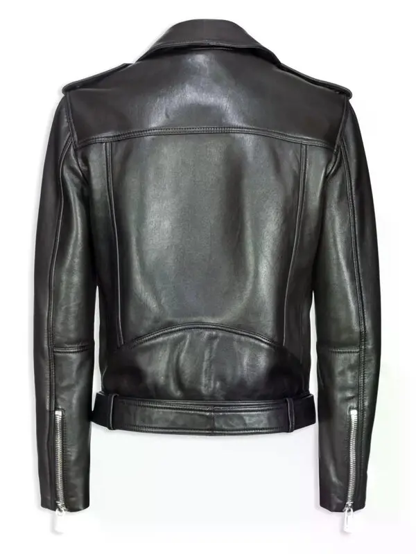 Pinko Belted Leather Biker Jacket - Black