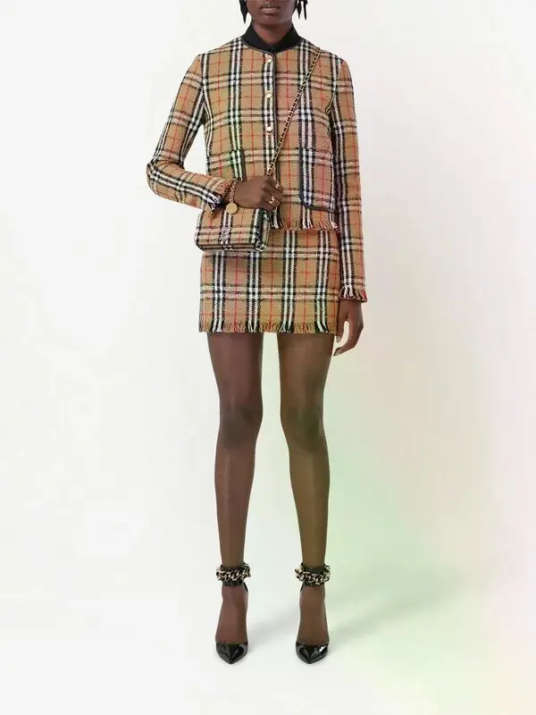 Burberry Vintage-check Bouclé Collarless Jacket