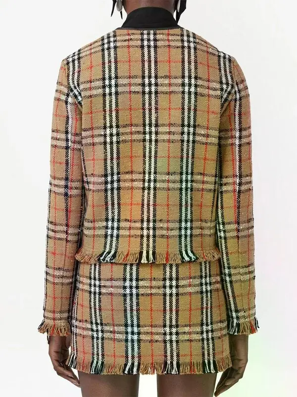 Burberry Vintage-check Bouclé Collarless Jacket