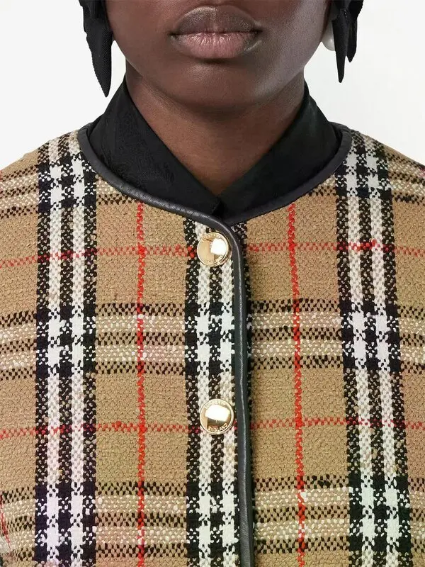 Burberry Vintage-check Bouclé Collarless Jacket