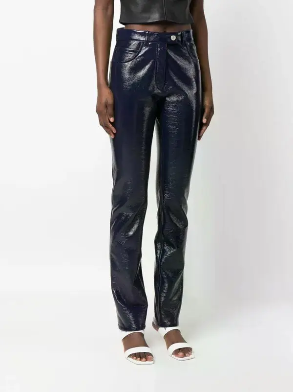 COURREGES Straight-leg Vinyl Trousers - Blue