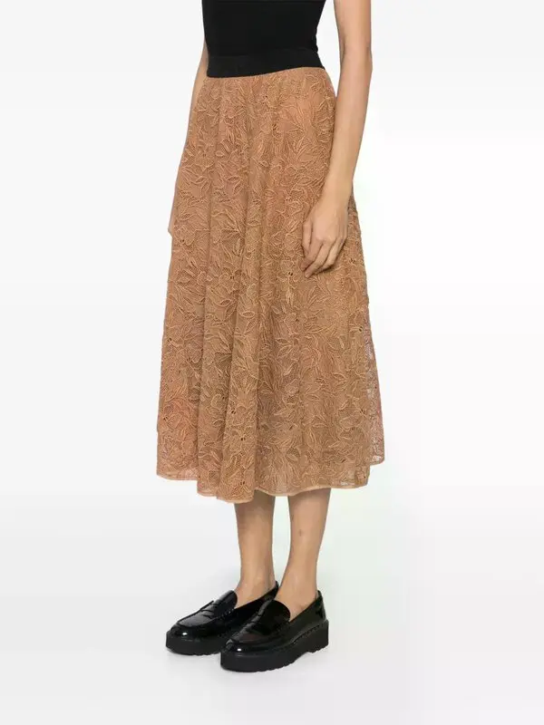Karl Lagerfeld Orchid-embroidered Skirt
