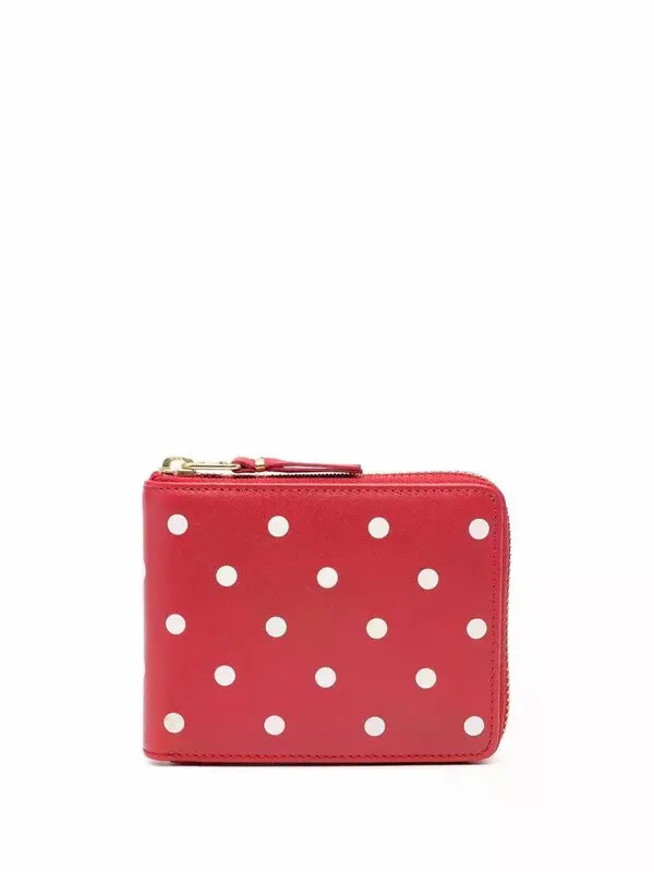 Comme Des Garçons Polka-dot Leather Wallet - Red