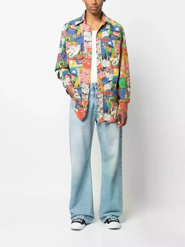ERL Printed Short-sleeved Shirt - Blue