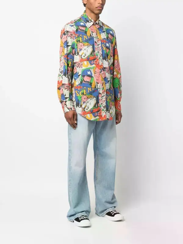 ERL Printed Short-sleeved Shirt - Blue