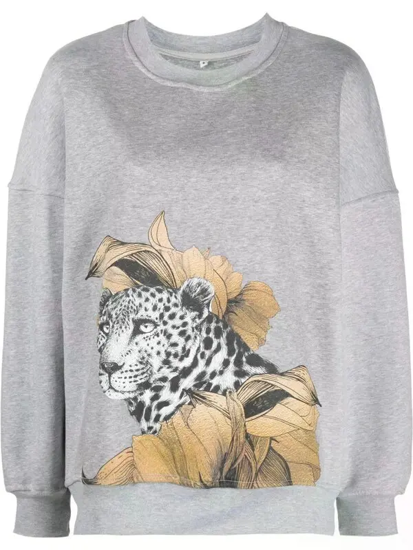 IOANA CIOLACU Graphic-print Crew-neck Sweatshirt - Grey