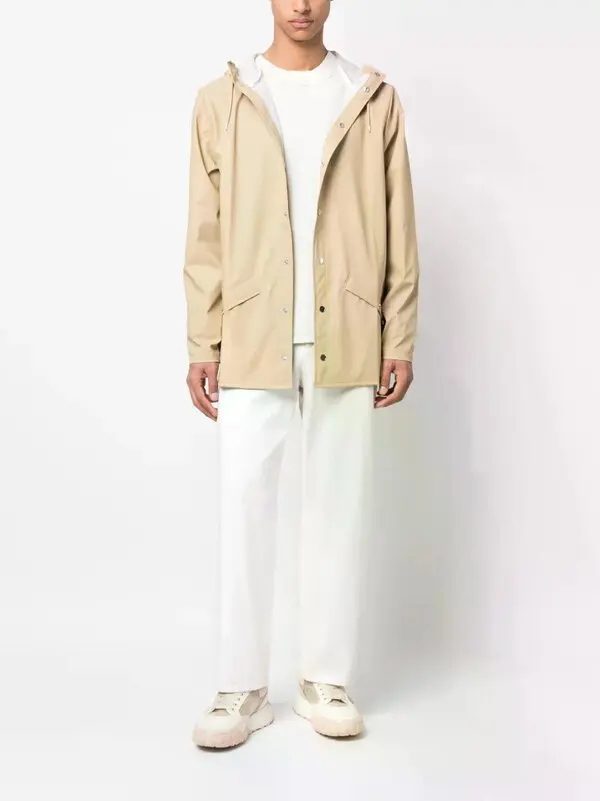 Rains Hooded Waterproof Jacket - Neutrals