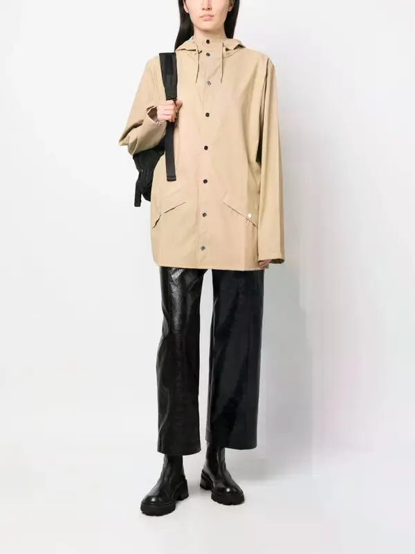 Rains Hooded Waterproof Jacket - Neutrals