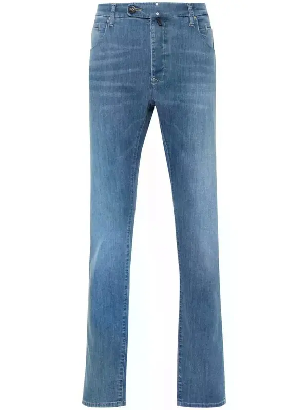 Incotex Logo-patch Tapered Jeans - Blue
