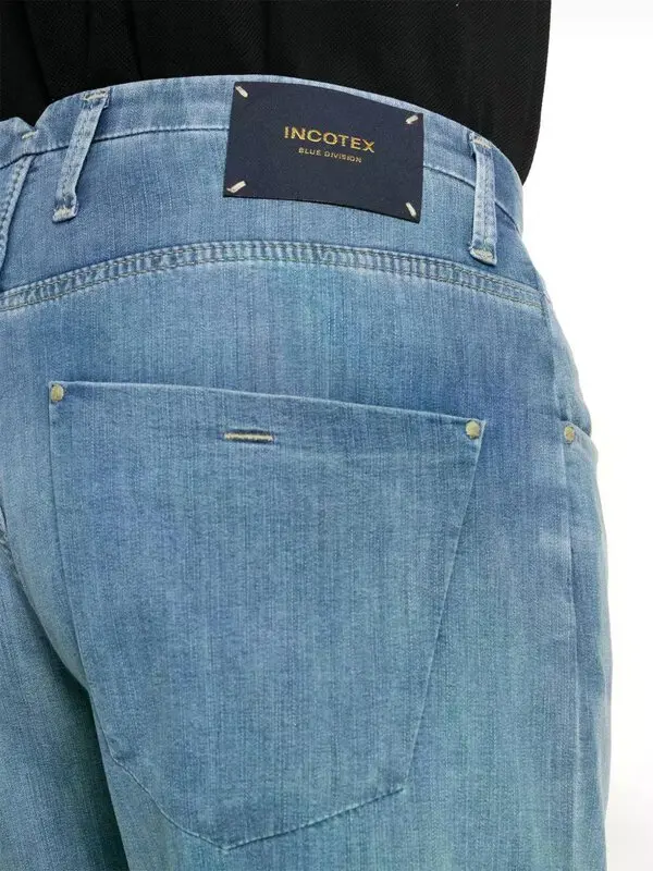 Incotex Logo-patch Tapered Jeans - Blue