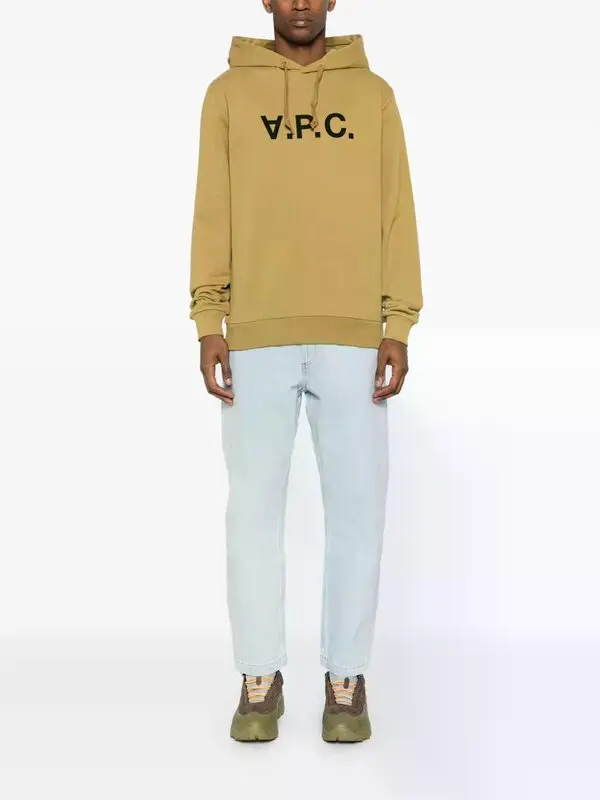 A.p.c. Logo-flocked Cotton Hoodie