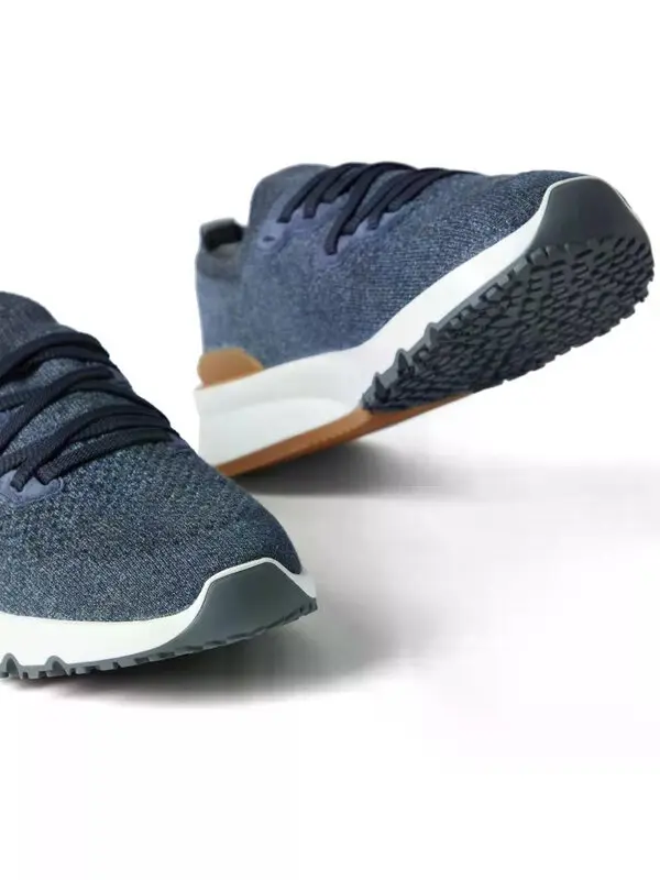 Brunello Cucinelli Knitted Lace-up Sneakers - Blue