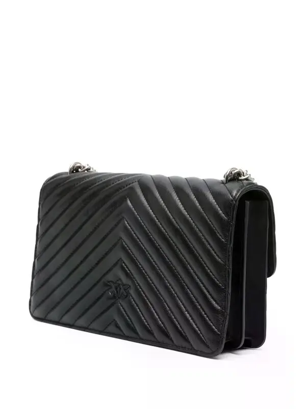 Pinko Medium Love Bag One Shoulder Bag In Quilted Nappa Leather With Chevron Pattern - Black