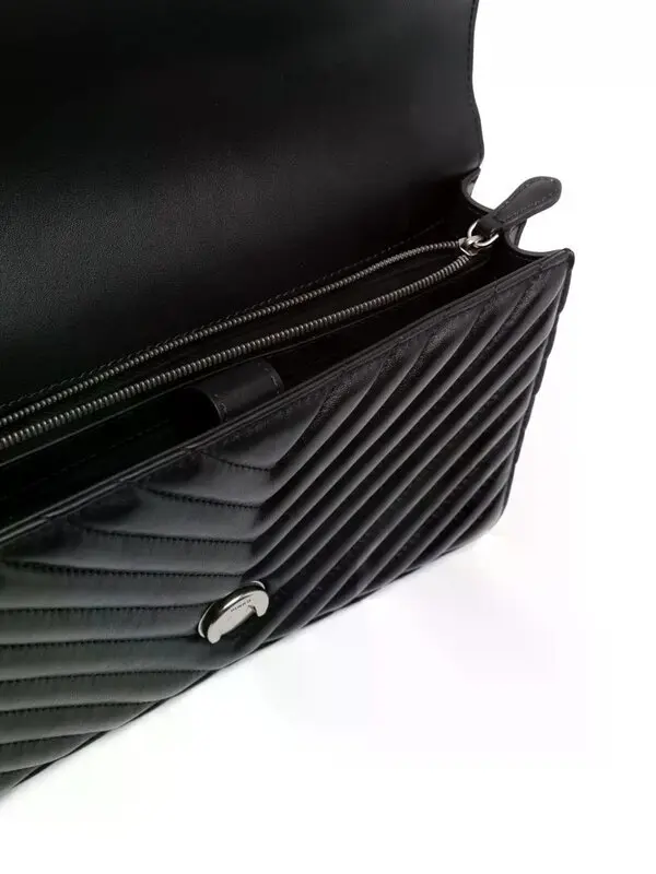 Pinko Medium Love Bag One Shoulder Bag In Quilted Nappa Leather With Chevron Pattern - Black