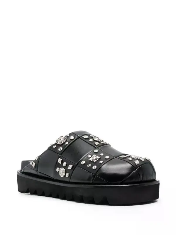 Toga Stud-embellished Leather Clogs - Black