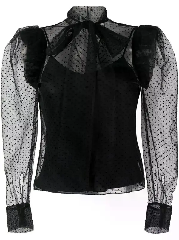 Karl Lagerfeld Mesh Ruffle Blouse