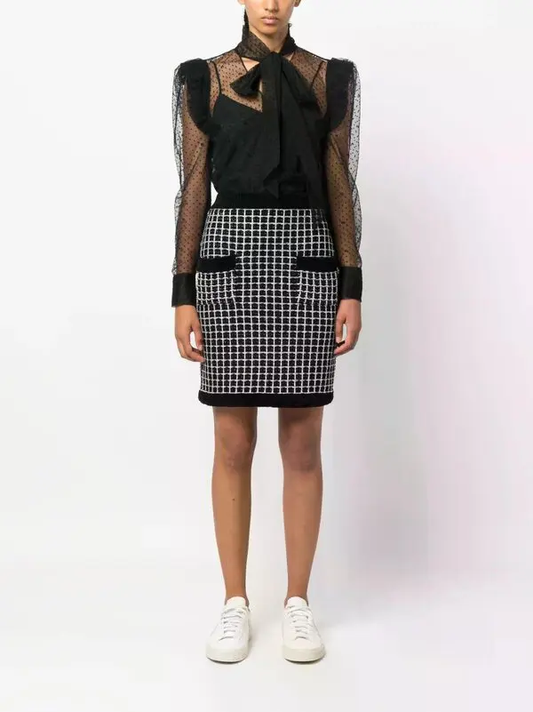 Karl Lagerfeld Mesh Ruffle Blouse