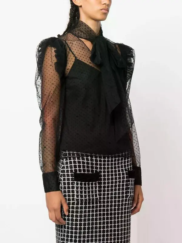 Karl Lagerfeld Mesh Ruffle Blouse