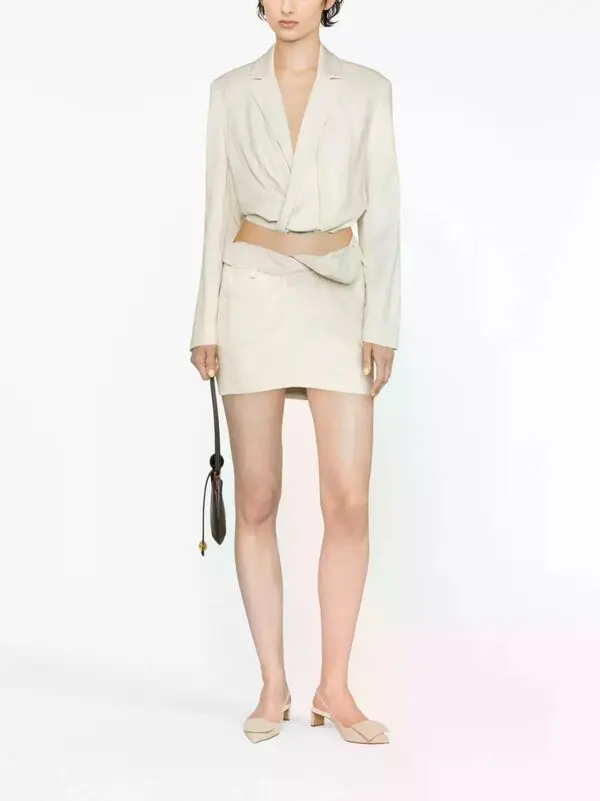 Jacquemus Bahia Twist-detail Miniskirt - Neutrals
