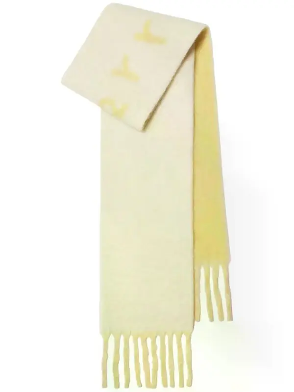 Burberry Logo-intarsia Reversible Scarf - Yellow