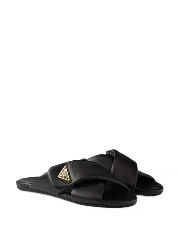 Prada Padded Nappa Leather Slides - Black
