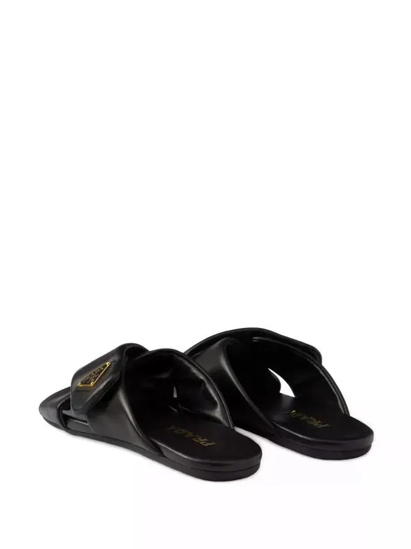 Prada Padded Nappa Leather Slides - Black
